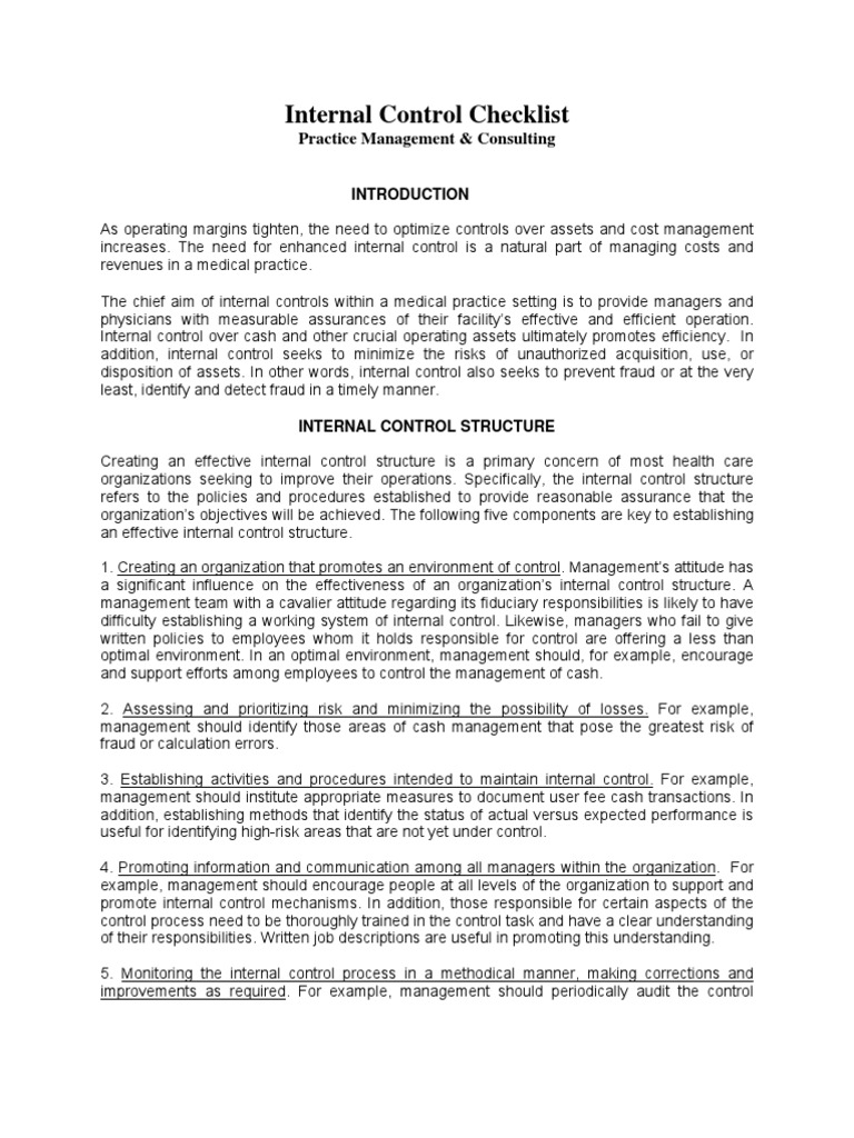 Website - Internal Control Checklist | PDF | Cheque | Employment