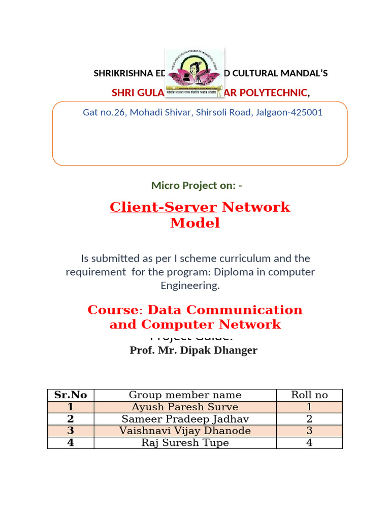 Data Communication and Network Micro Project | PDF