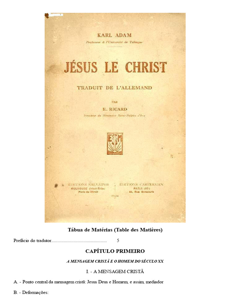 Livro - Religião - Jesus o Cristo - Karl Adam - trad | PDF