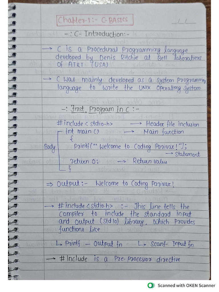 C-Basics Chapter 1 | PDF