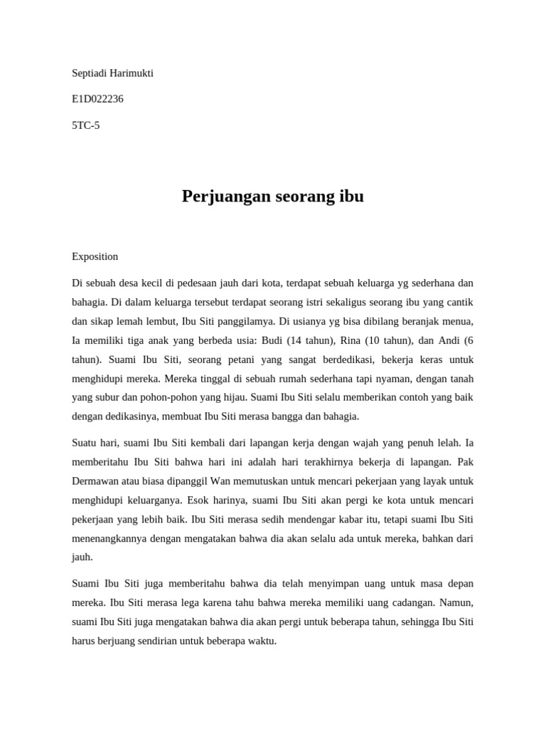 Cerpen Perjuangan Seorang Ibu Pdf