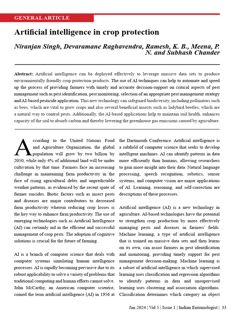 5 Artificial Intelligence in Crop Protection | PDF
