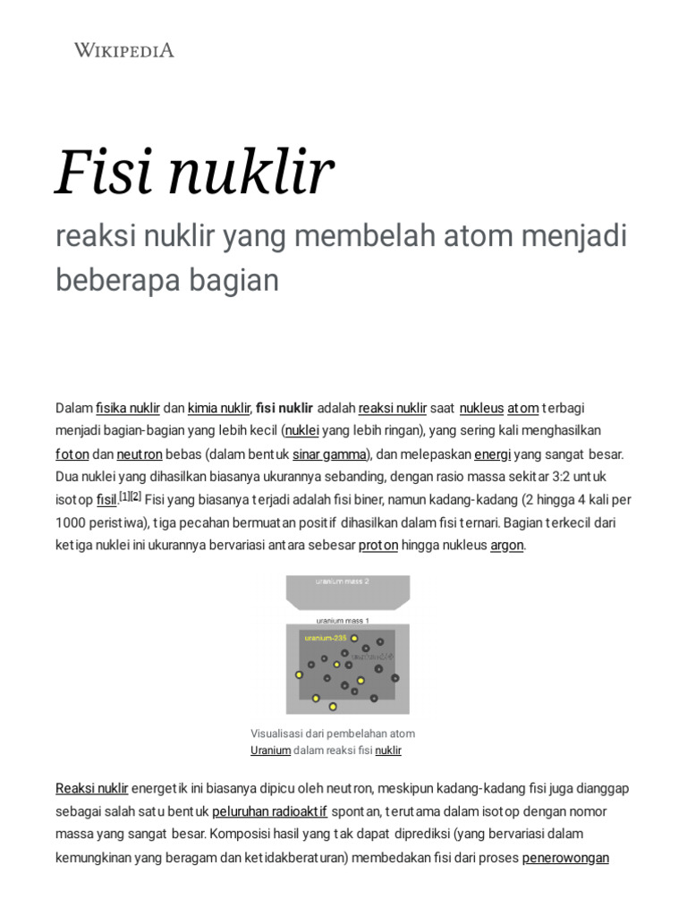 Fisi Nuklir - Wikipedia Bahasa Indonesia, Ensiklopedia Bebas | PDF