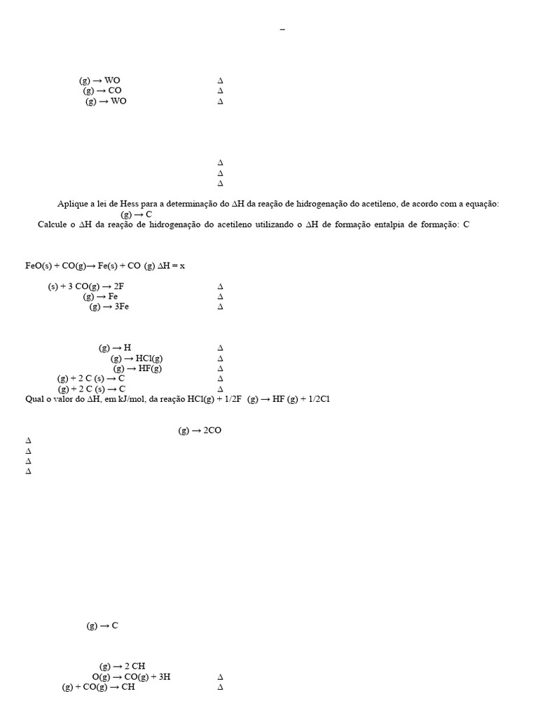 Lista de Exercicio Termoquimica Gabarito Aluno | PDF