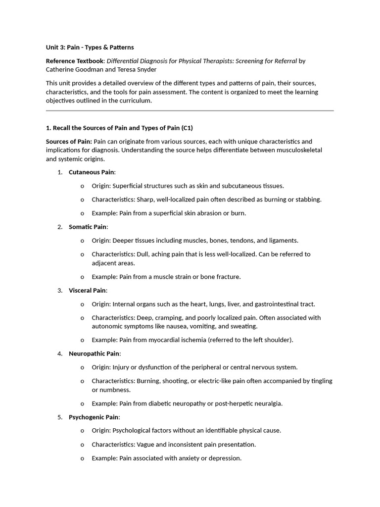 Unit 3 - Differential Diagnosis | PDF