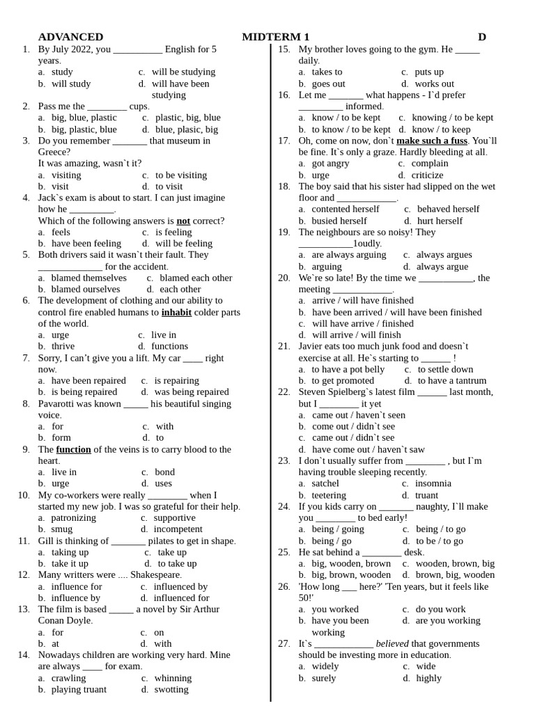 Advanced Midterm 1d | PDF
