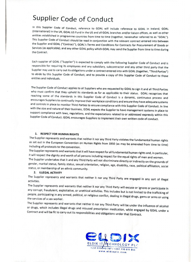 Supplier Code of Conduct | PDF