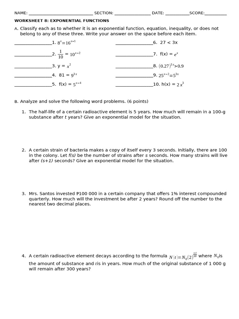 w8 Exponential Functions | PDF