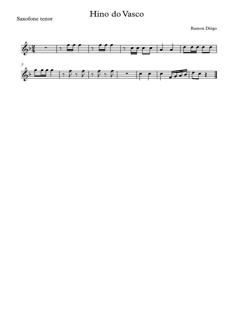 Hino Do Vasco - Saxofone Tenor | PDF