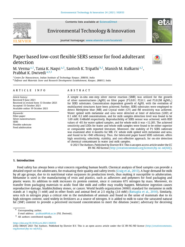 Paper Based Low Cost Flexible SERS Sensor | PDF