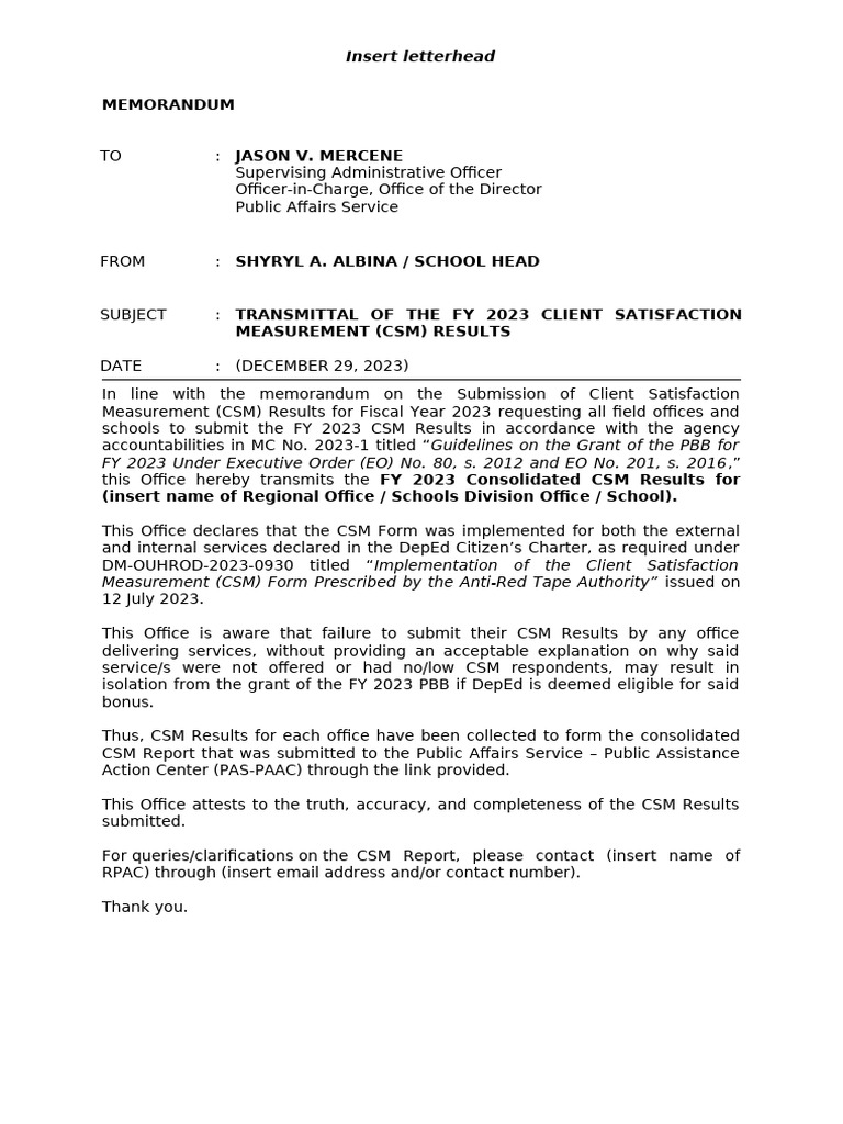 Annex C Transmittal Memo Template | PDF | Finance & Money Management