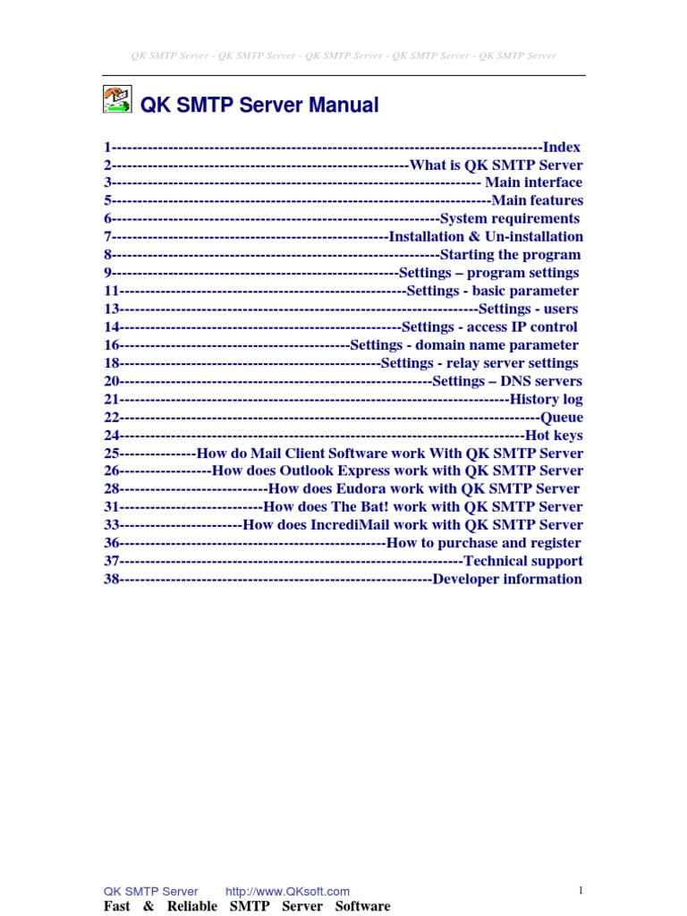SMTP Server - Manual - QK Smtpserver | PDF | Domain Name System | Email