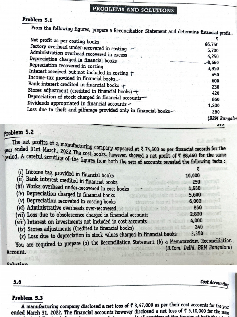 Reconcilliation of FA and CA | PDF