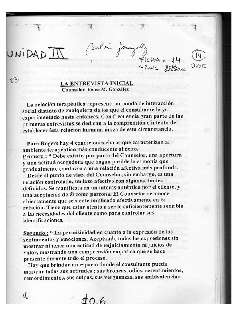 La Entrevista Inicial EFC | PDF