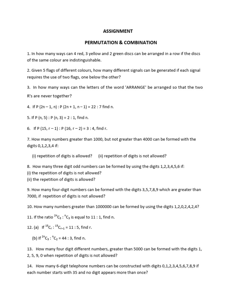 PERMUTATION & COMBINATION | PDF PERMUTATION & COMBINATION | PDF