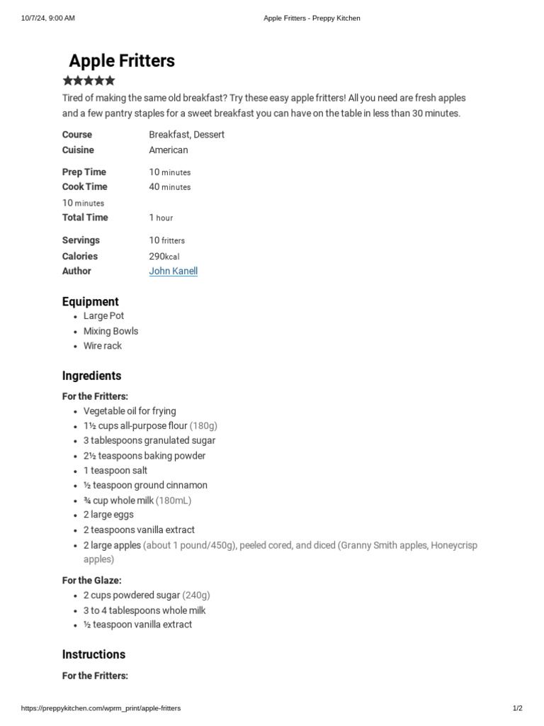 Apple Fritters - Preppy Kitchen | PDF