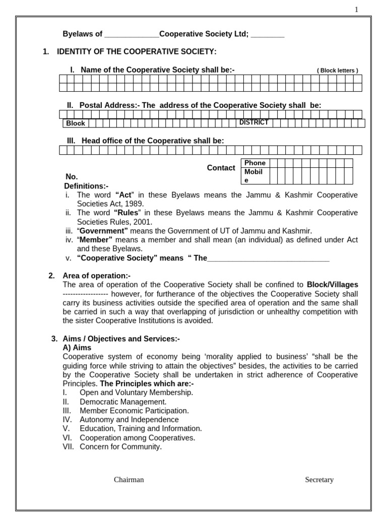 Bye Laws For The Cooperative Society | PDF