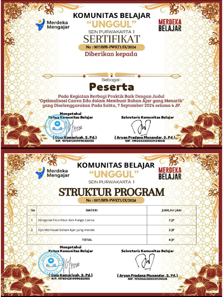 Sertifikat Berbagi Praktik Baik | PDF