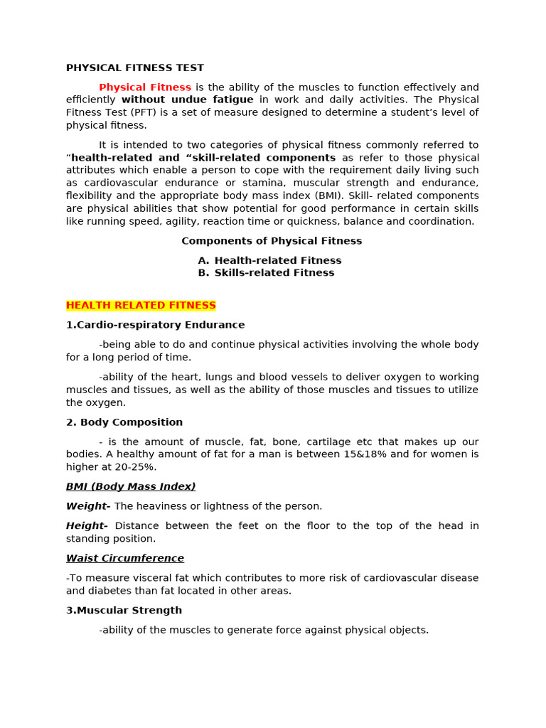 Handout in P.E & HEALTH (Module 1 & 2) | PDF | Physical Fitness ...