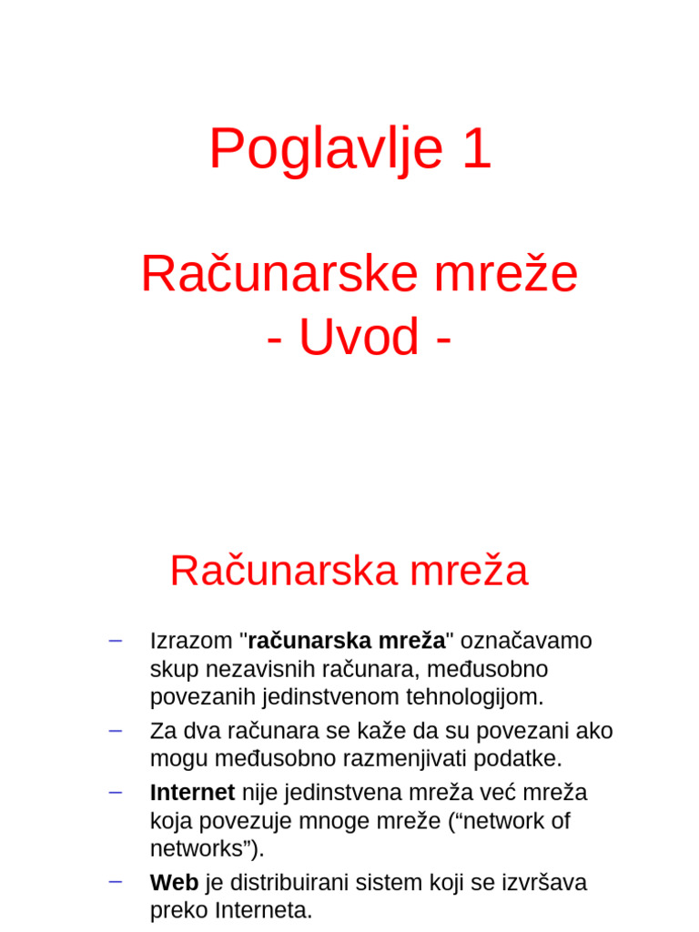 1 - Racunarske Mreze - Uvod | PDF