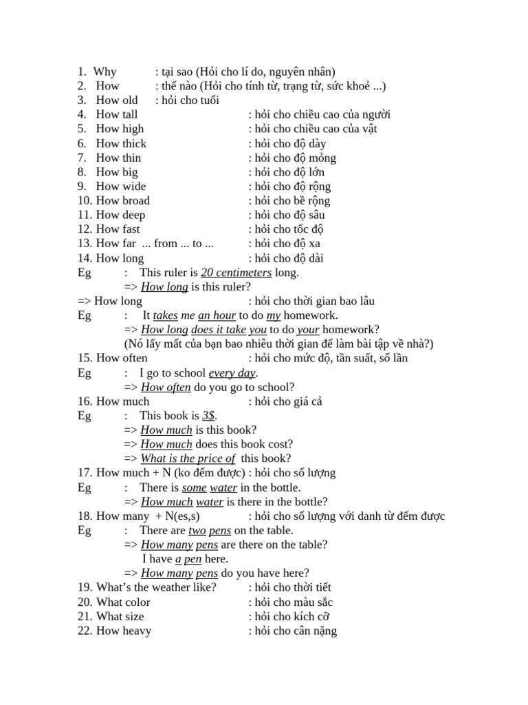 Make Questions For The Underlined Part | PDF