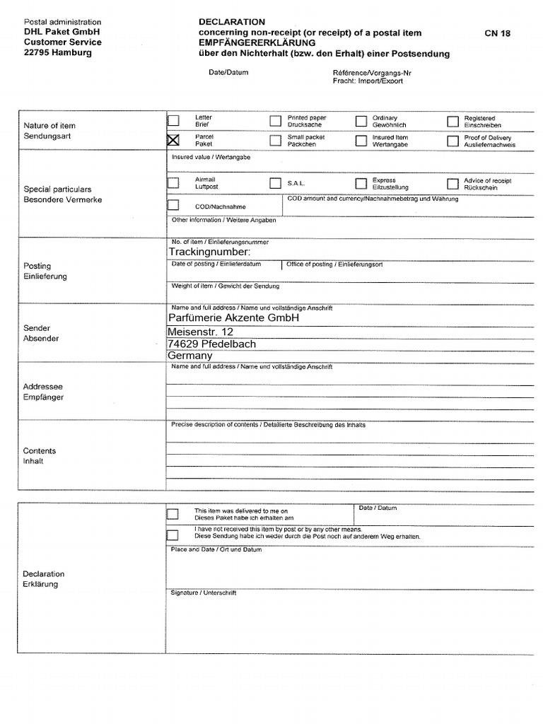 Declaration Missing Items | PDF