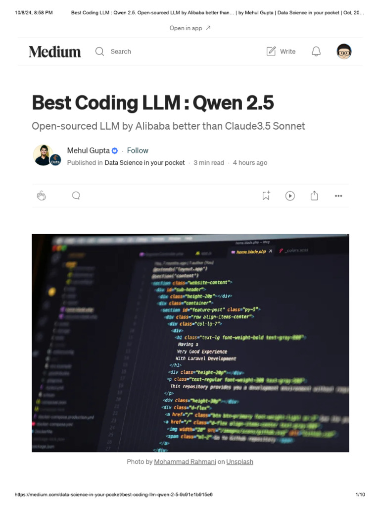 Best Coding LLM - Qwen 2.5. Open-Sourced LLM by Alibaba Better Than - by Mehul Gupta - Data ...
