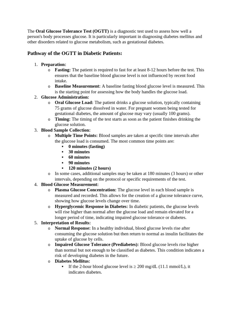Biochemistry Of The Oral Glucose Tolerance Test | PDF