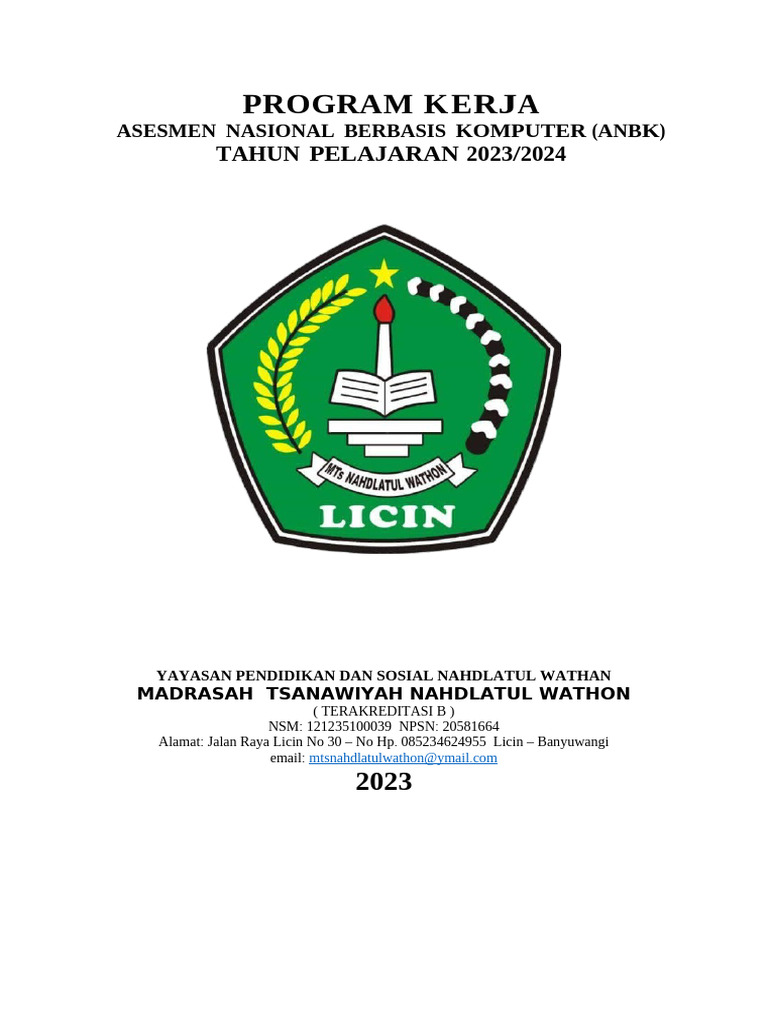 Program Kerja Anbk Pdf