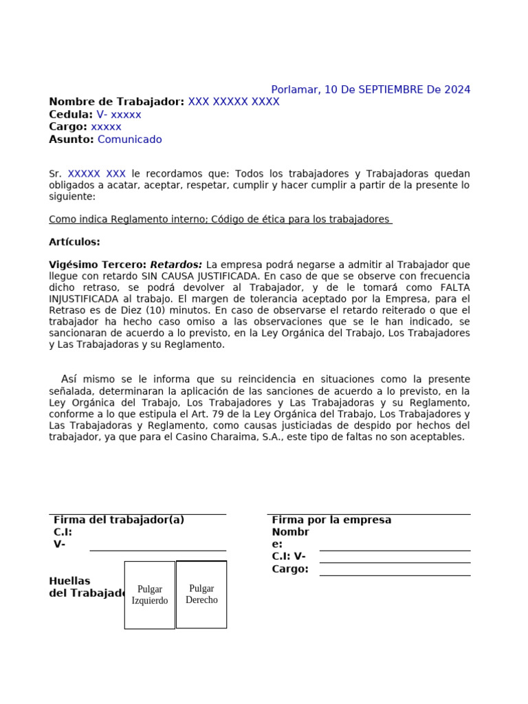 Formato Comunicado Ejemplo | PDF