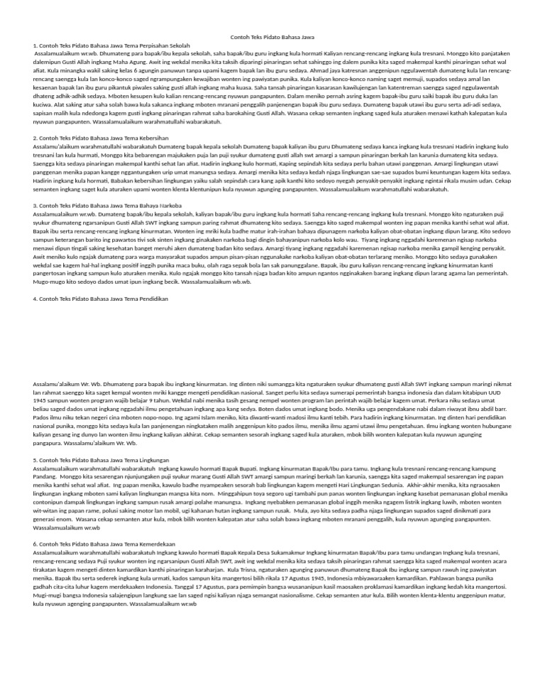 Contoh Teks Pidato Bahasa Jawa | PDF