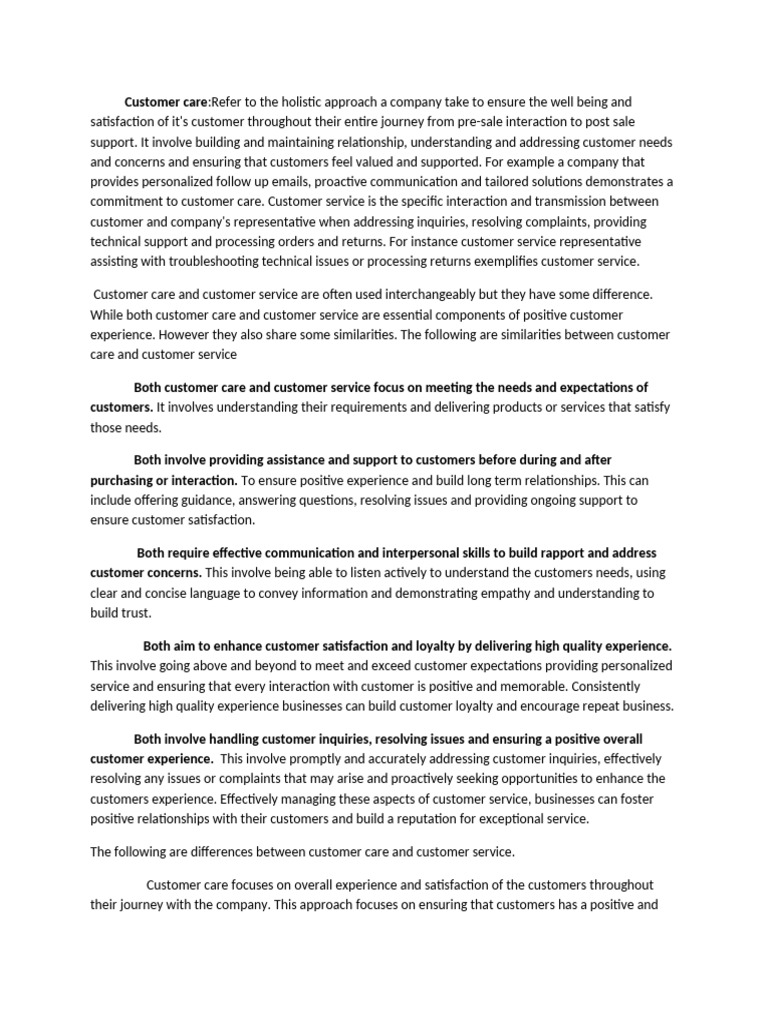 Customer Care Pdf