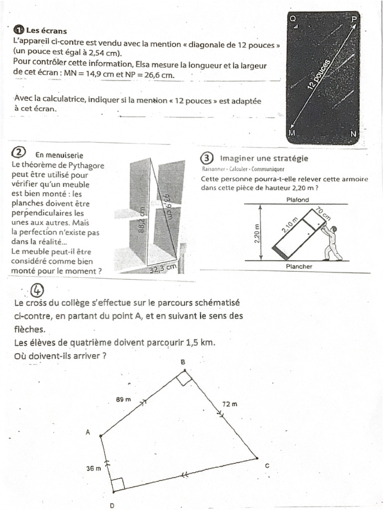 Exercices Théorème de Pythagore | PDF