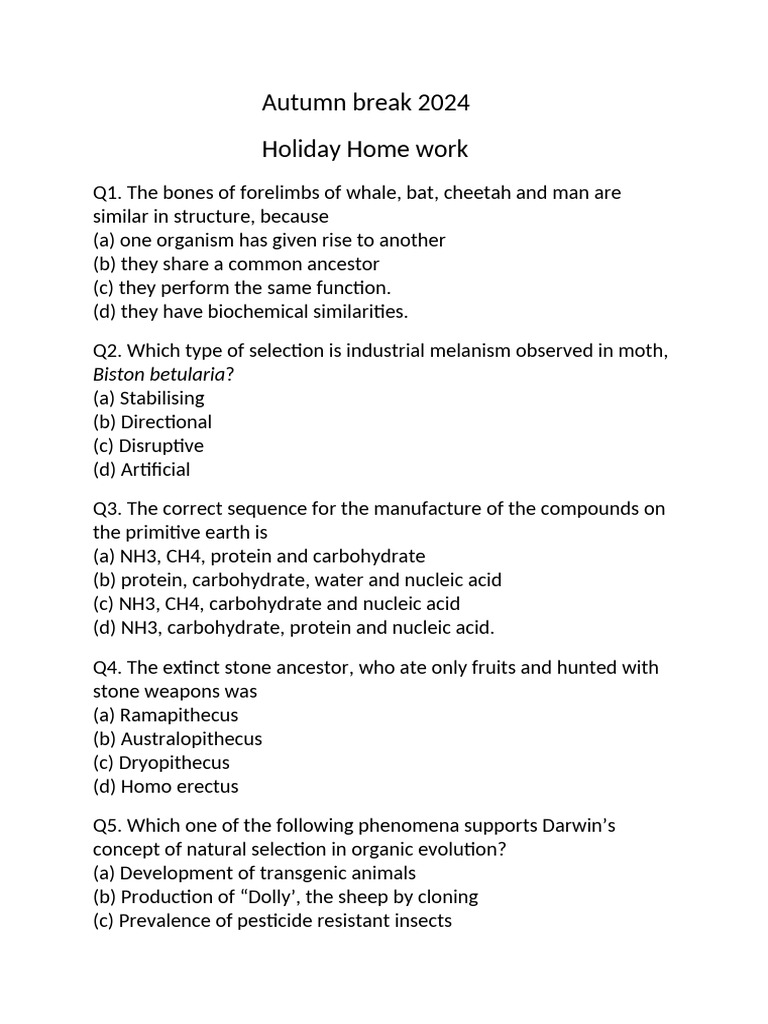 Autumn break 2024 | PDF