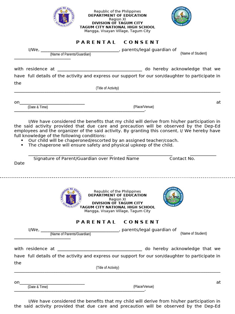 Parent Consent 1 A4 | PDF