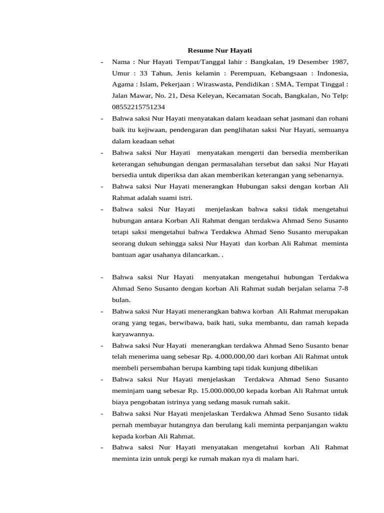Resume Bap Nur Hayati Fix | PDF