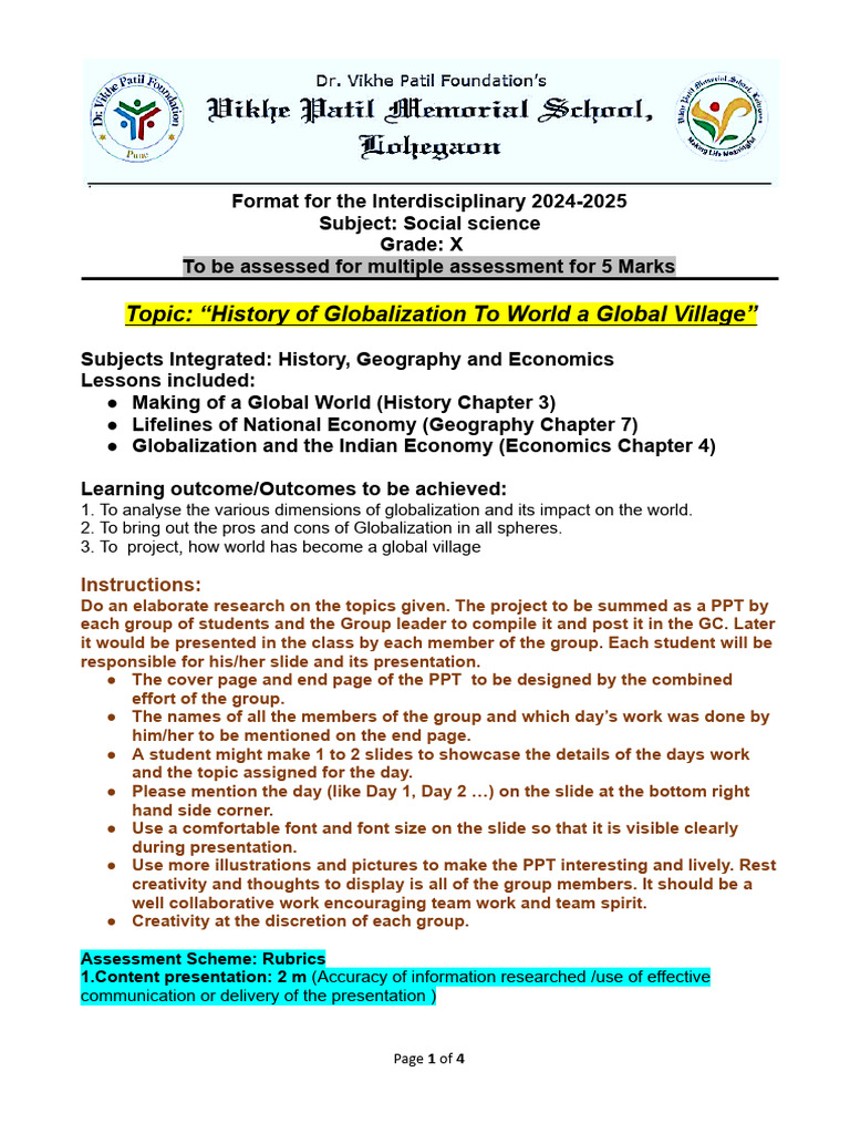 Class 10 Interdisciplinary Project on Globalization | PDF | World Trade ...