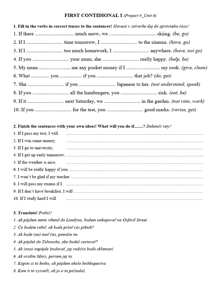 Project 4 - Unit 6 - First Conditional I | PDF