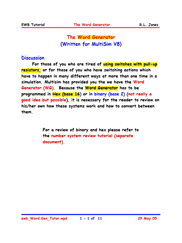 Multisim - Word Gen - Tutor | PDF