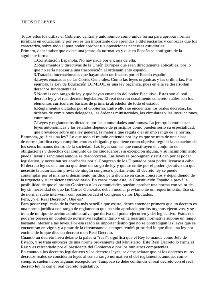 TIPOS DE LEYES | PDF