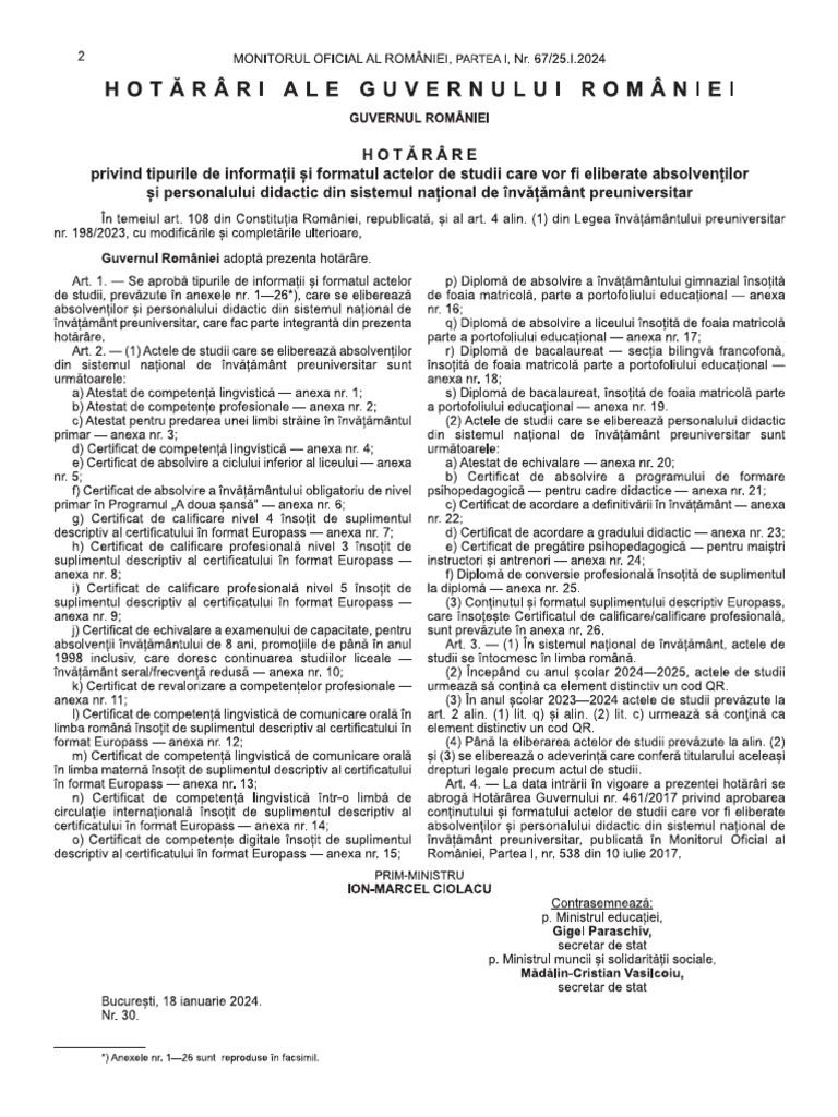 HGR 30 Din 2024 ACTE Studiu | PDF