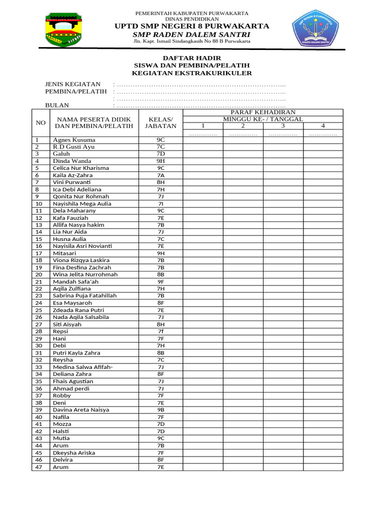 Daftar Hadir PKS | PDF