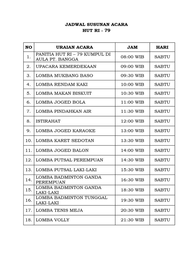 Jadwal Susunan Acara | PDF