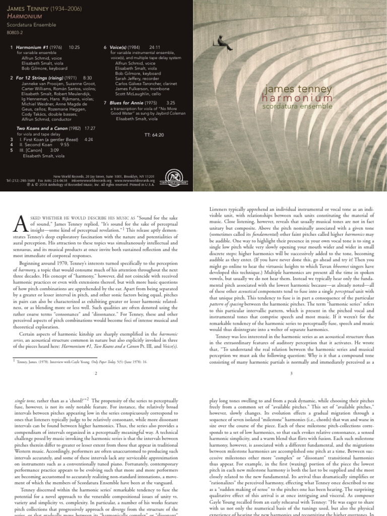 James Tenney - Harmonium | PDF