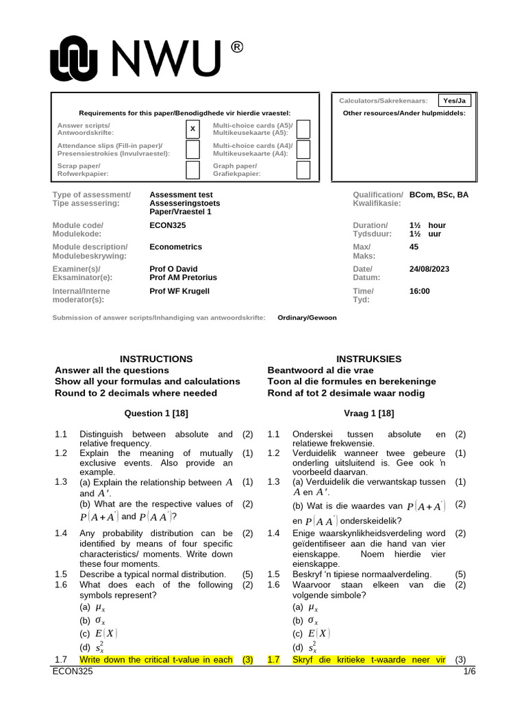 Test 1 2023 | PDF