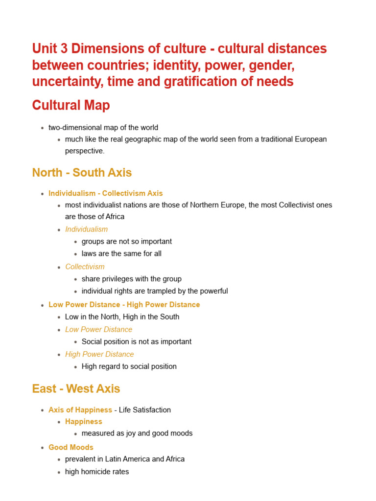 Unit 3 Dimensions of Culture - Cultural Distances Between Countries ...