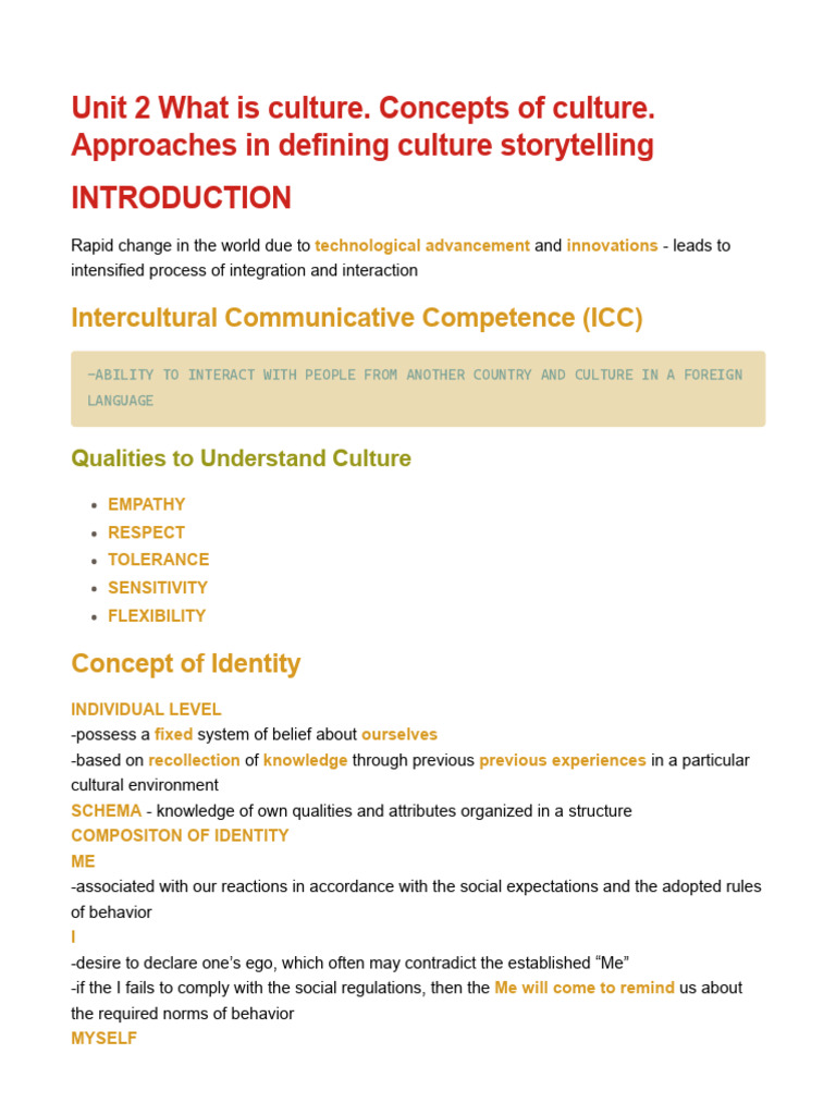 Unit 2 What Is Culture. Concepts of Culture. Approaches in Defining ...