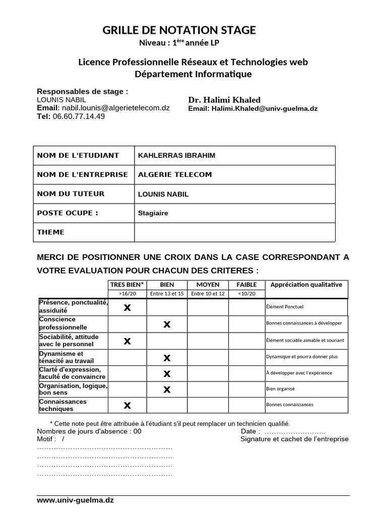 Fiche Evaluation | PDF