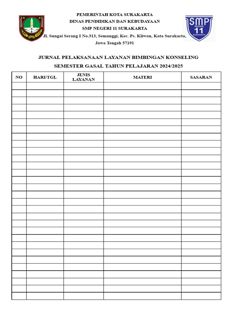 Jurnal Harian Layanan BK 2024 | PDF