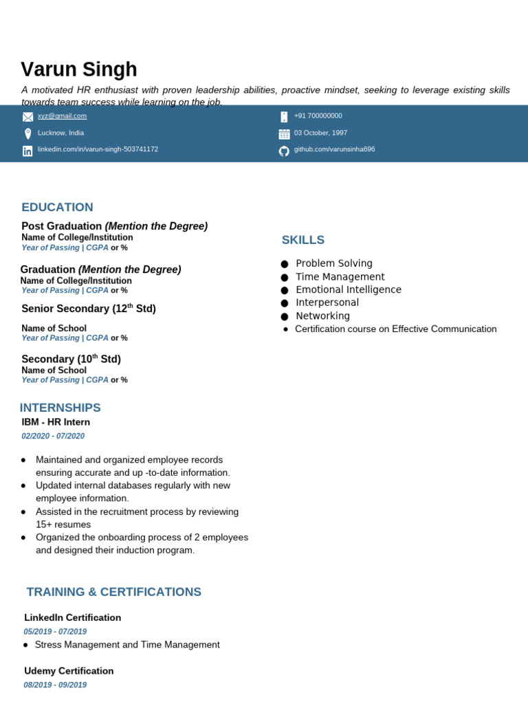 Resume Format-1 | PDF